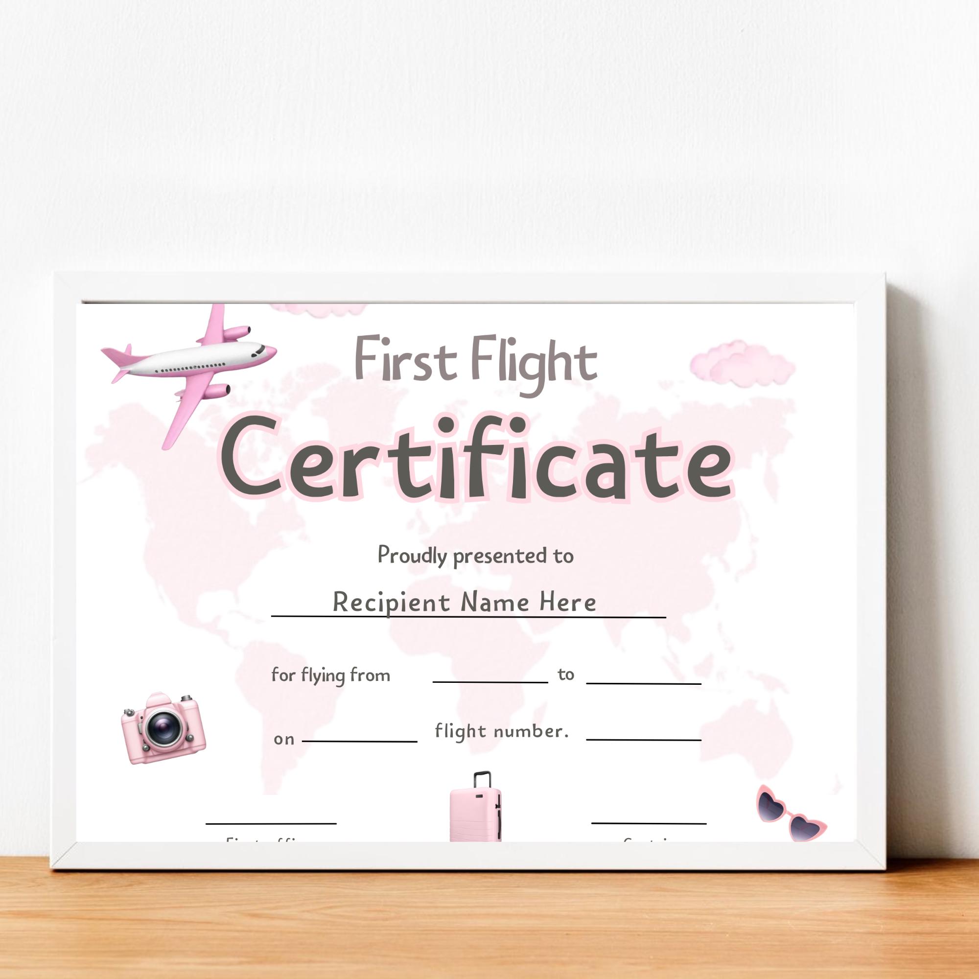 Editable First Flight Certificate for Kids, Kids Certificate Bravery ...