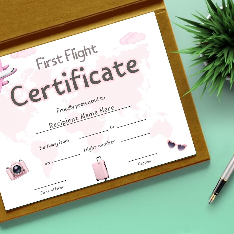 Editable First Flight Certificate for Kids, Kids Certificate Bravery ...