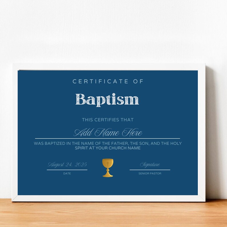 Baptism Certificate Canva Template: DIY Christian Keepsake (printable ...