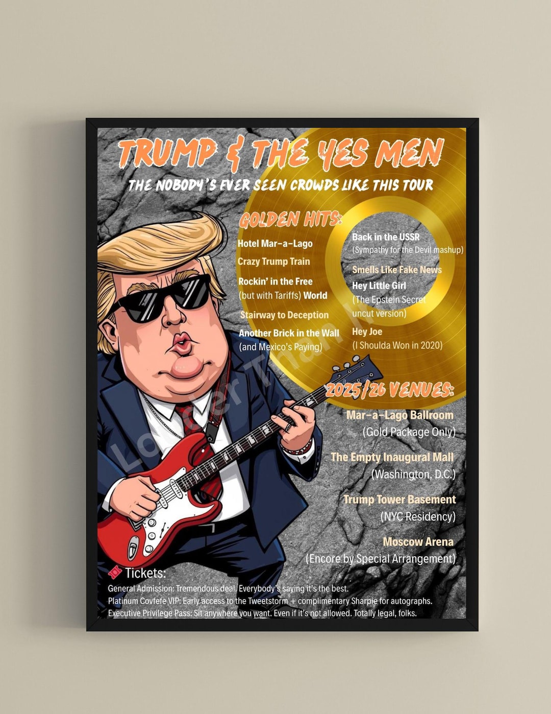 Trump & the Yes Men Parody Concert Poster: Political Satire (print ...