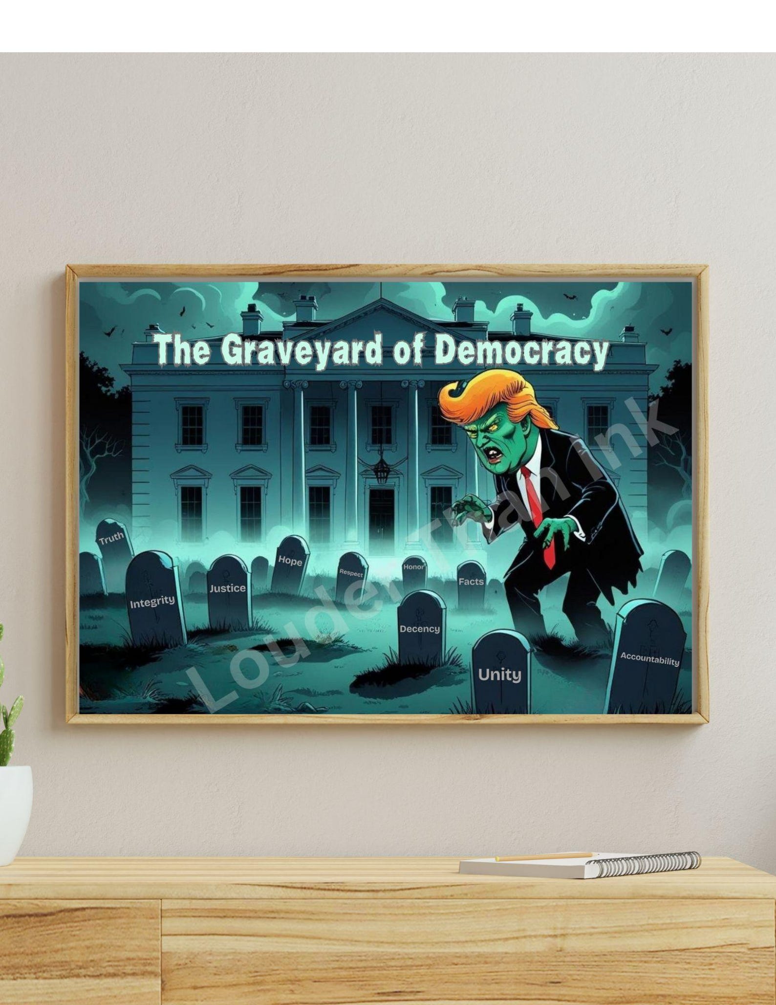 Trump as Creepy Green Monster Political Satire - Halloween Decor (print ...