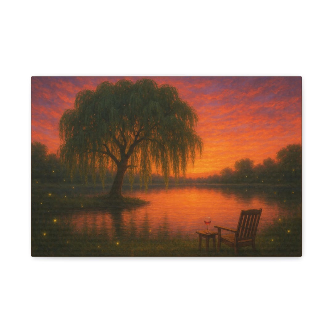 A Weeping Willow Night , Canvas, Artwork, Wall Decor, Nature Print ...