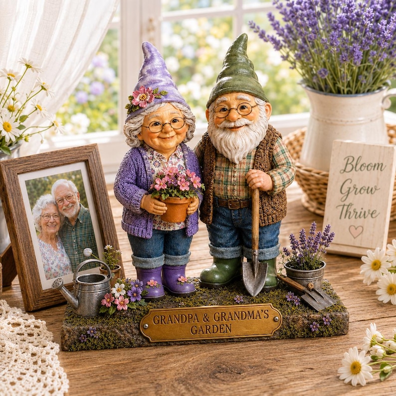 Personalized Grandpa & Grandma’s Garden Wooden Block, Custom Gnome ...