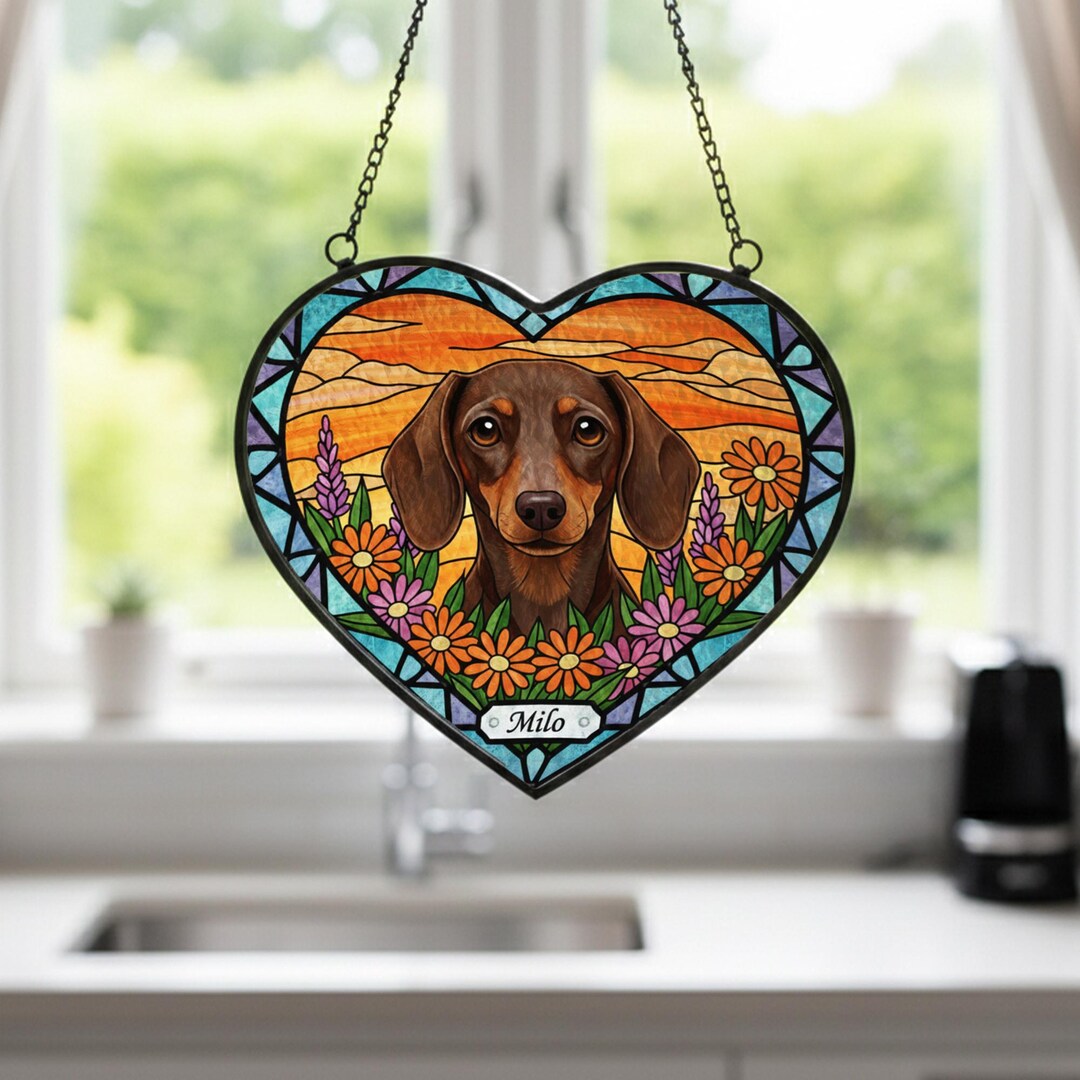 Custom Heart Pet Sun Catcher: Pet Name Window Hanging - Etsy