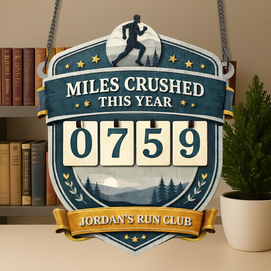 Personalized Running Miles Tracker Sign: Annual Goal Display - Etsy ...