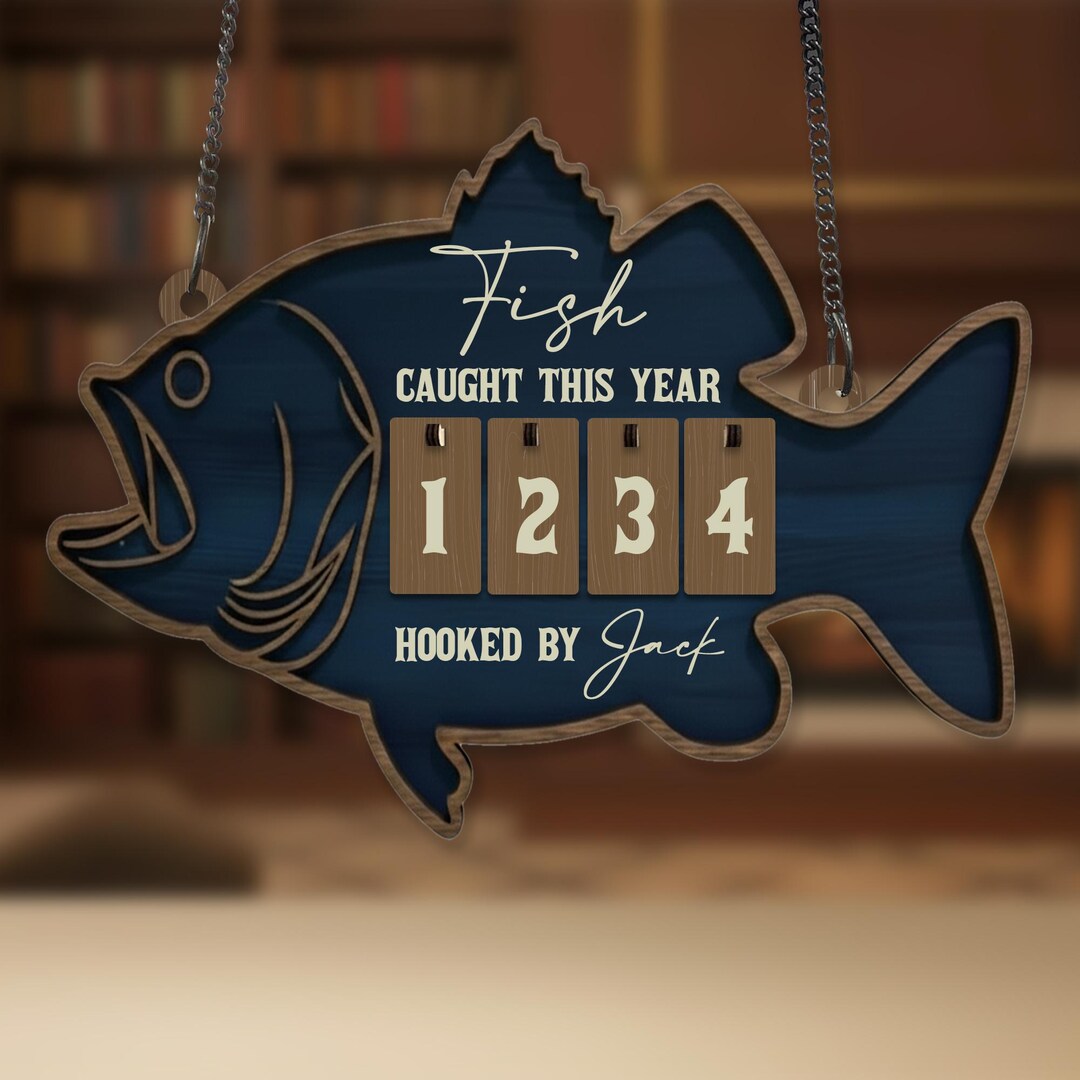Personalized Fishing Tracker Sign: Wooden Fish Catch Counter With ...