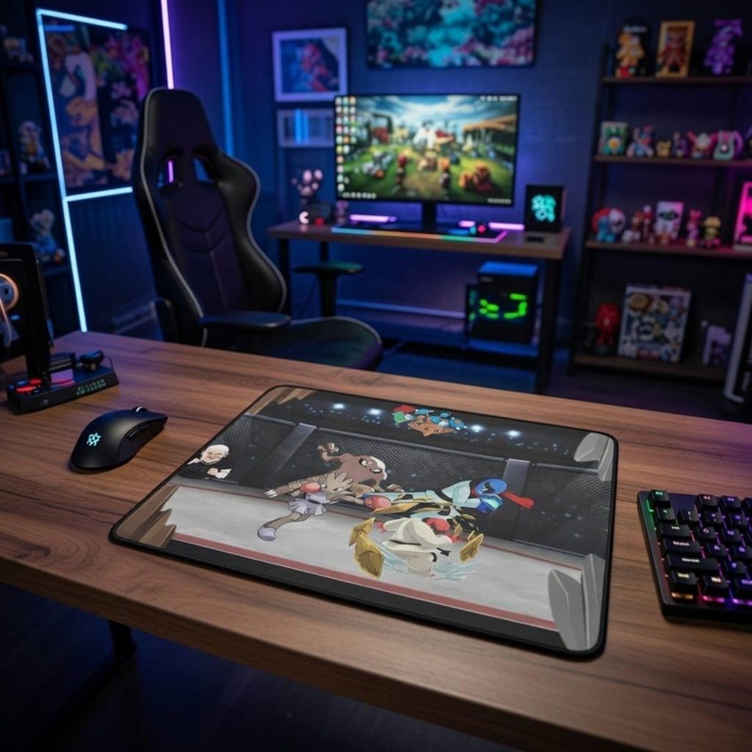 Pokémon X UFC Fan Art Mouse Pad | Fighting Type Octagon Battle — (23x20 ...