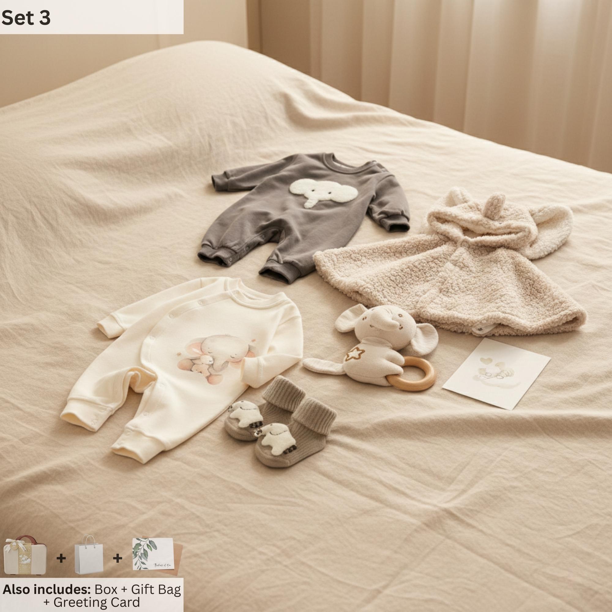 Elephant Baby Gift Set in Keepsake Suitcase, Organic Newborn Coming ...