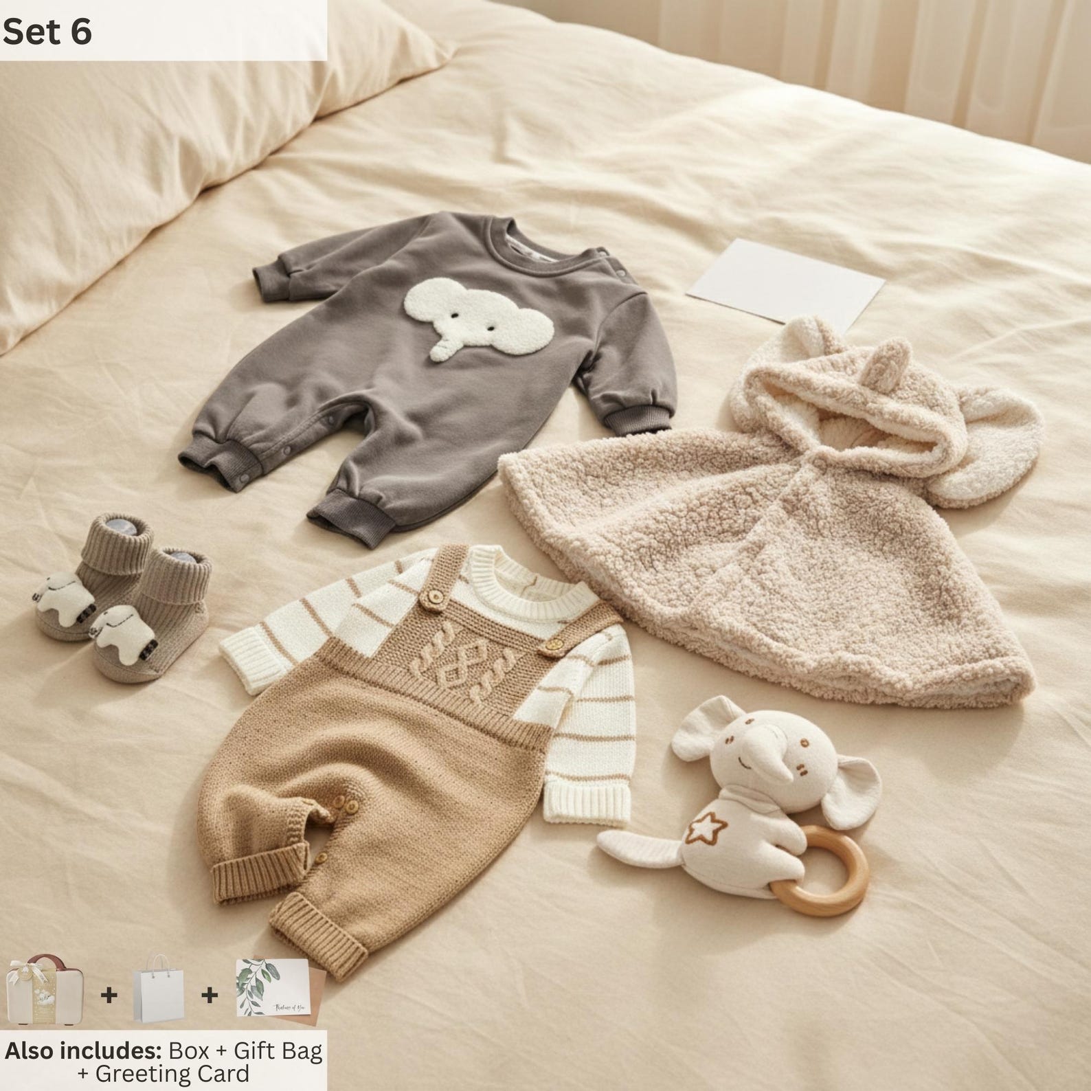 Elephant Baby Gift Set in Keepsake Suitcase, Organic Newborn Coming ...