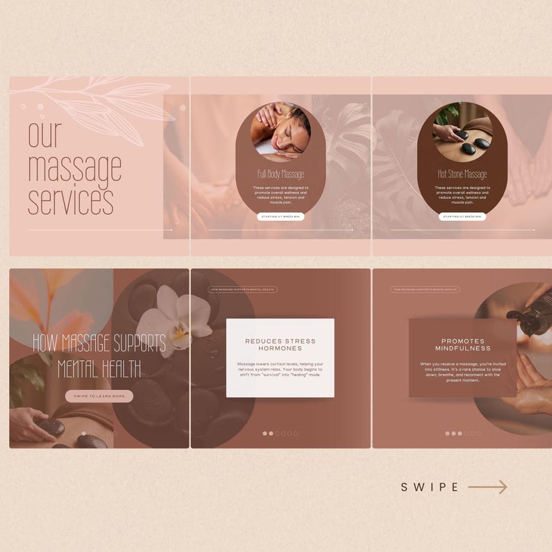 Massage Therapist Instagram Carousel Bundle (customizable Canva ...