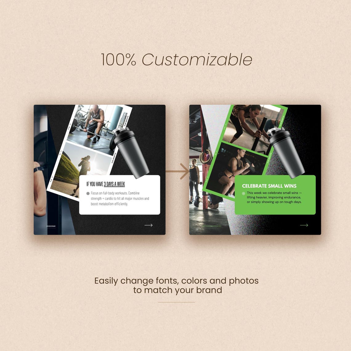 Fitness Coach Instagram Carousel Bundle (customizable Canva Templates ...