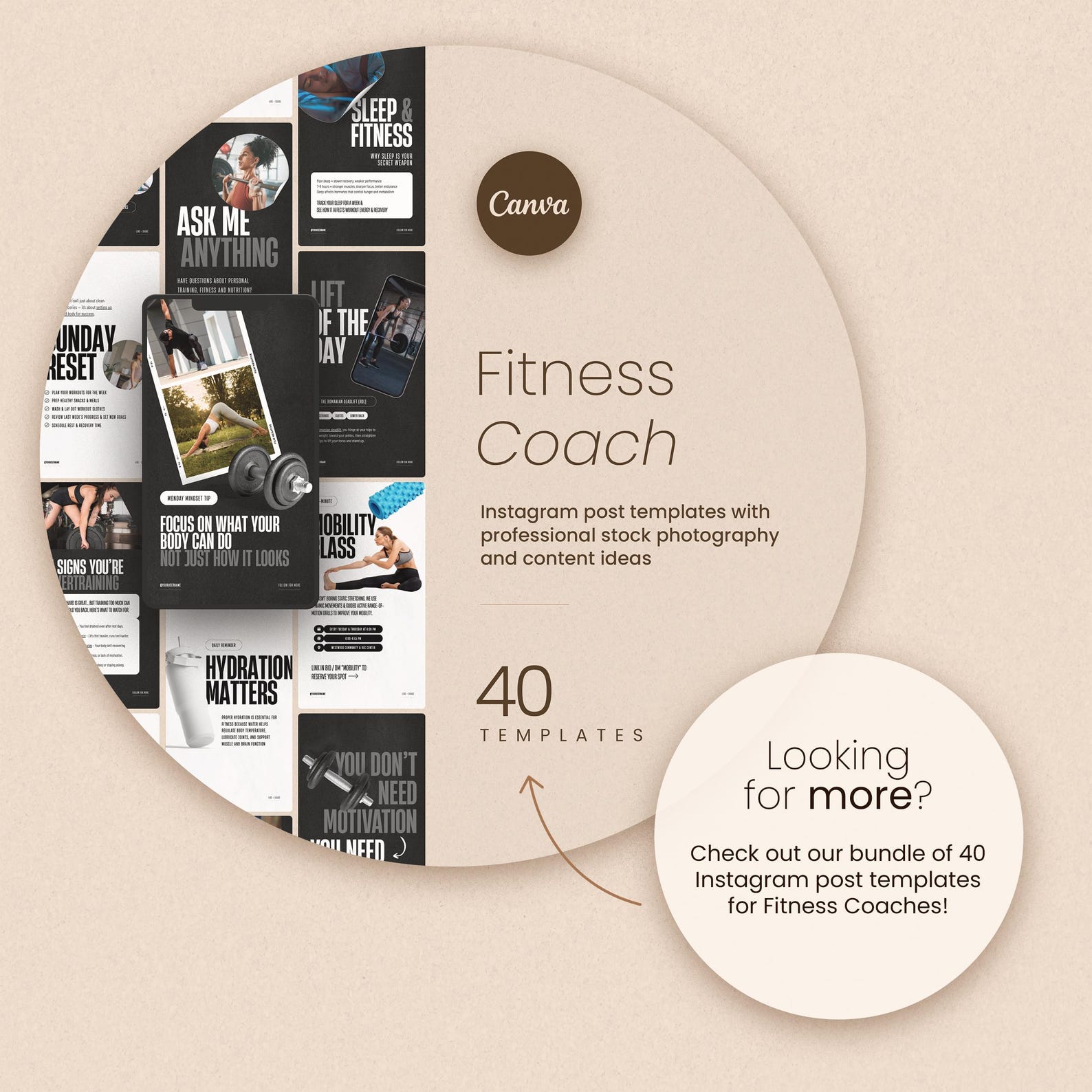 Fitness Coach Instagram Carousel Bundle (customizable Canva Templates ...