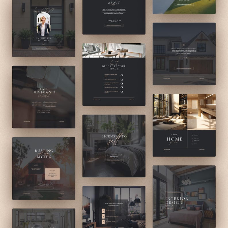 Luxury Real Estate Agent Instagram Post Bundle (customizable Canva ...
