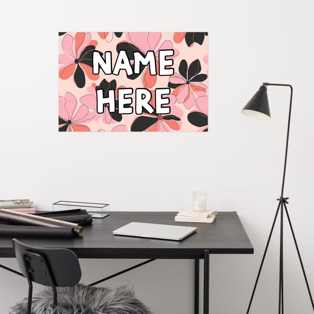 Custom Name Flower Poster, Personalized Floral Wall Art, Botanical Wall ...