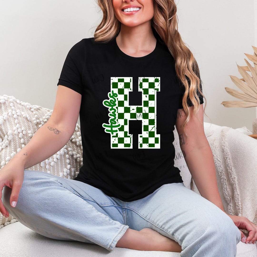 Hawks Checkered PNG: Green and White Team Spirit Design (digital ...