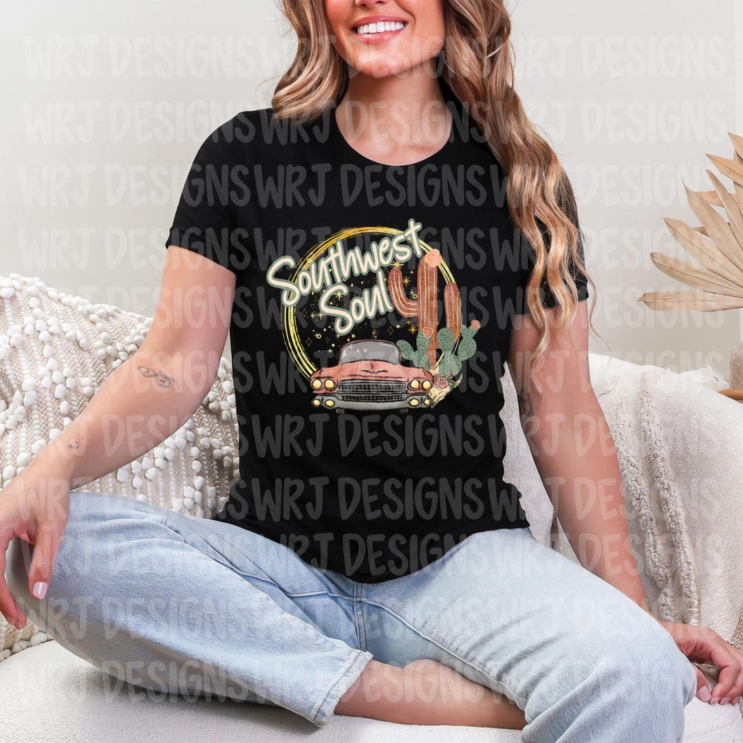 Southwest Soul Graphic, Vintage Western Car With Cactus, Boho Desert ...