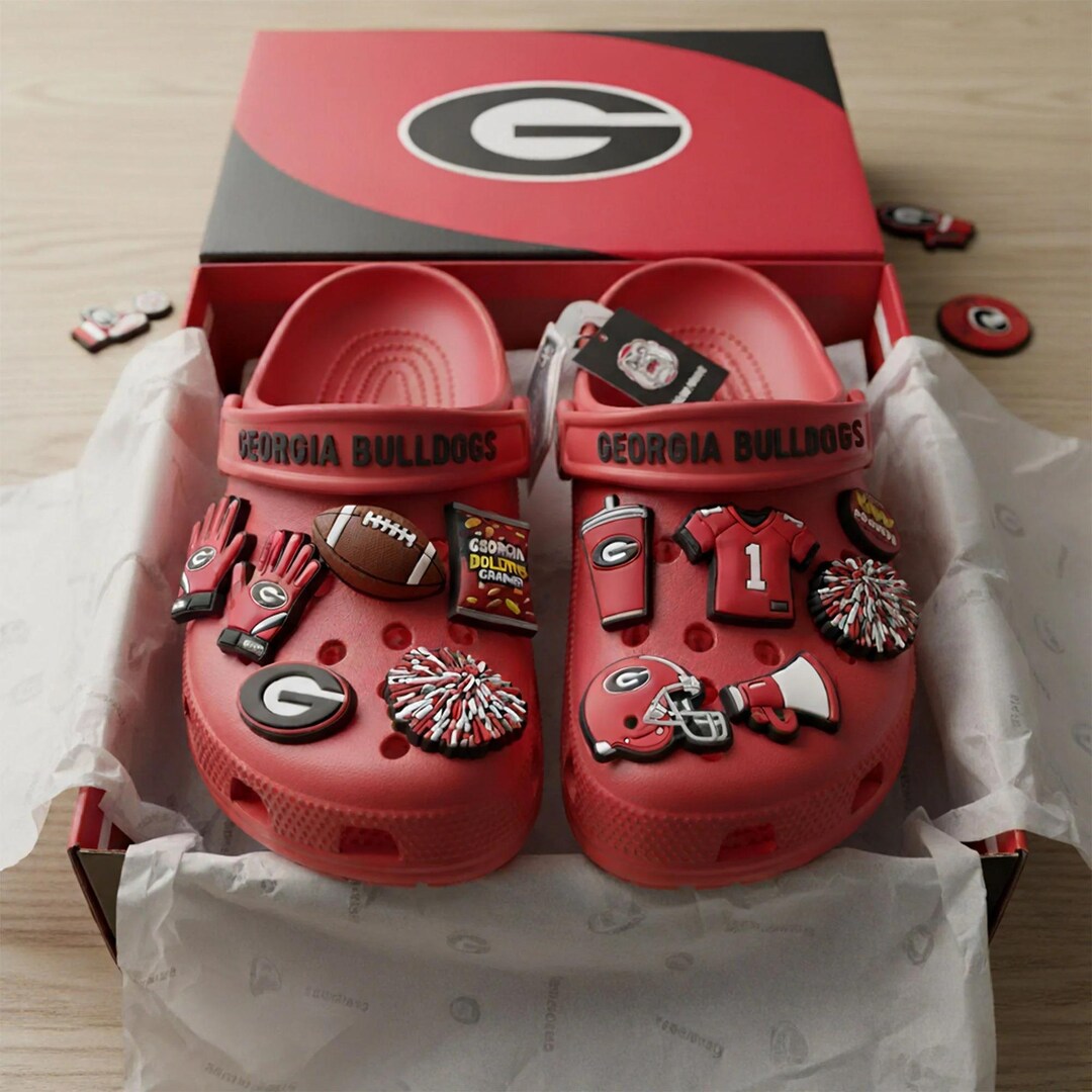Georgia Bulldogs Clog Charms, UGA Logo, Football Gear & Pom Pom Shoe ...