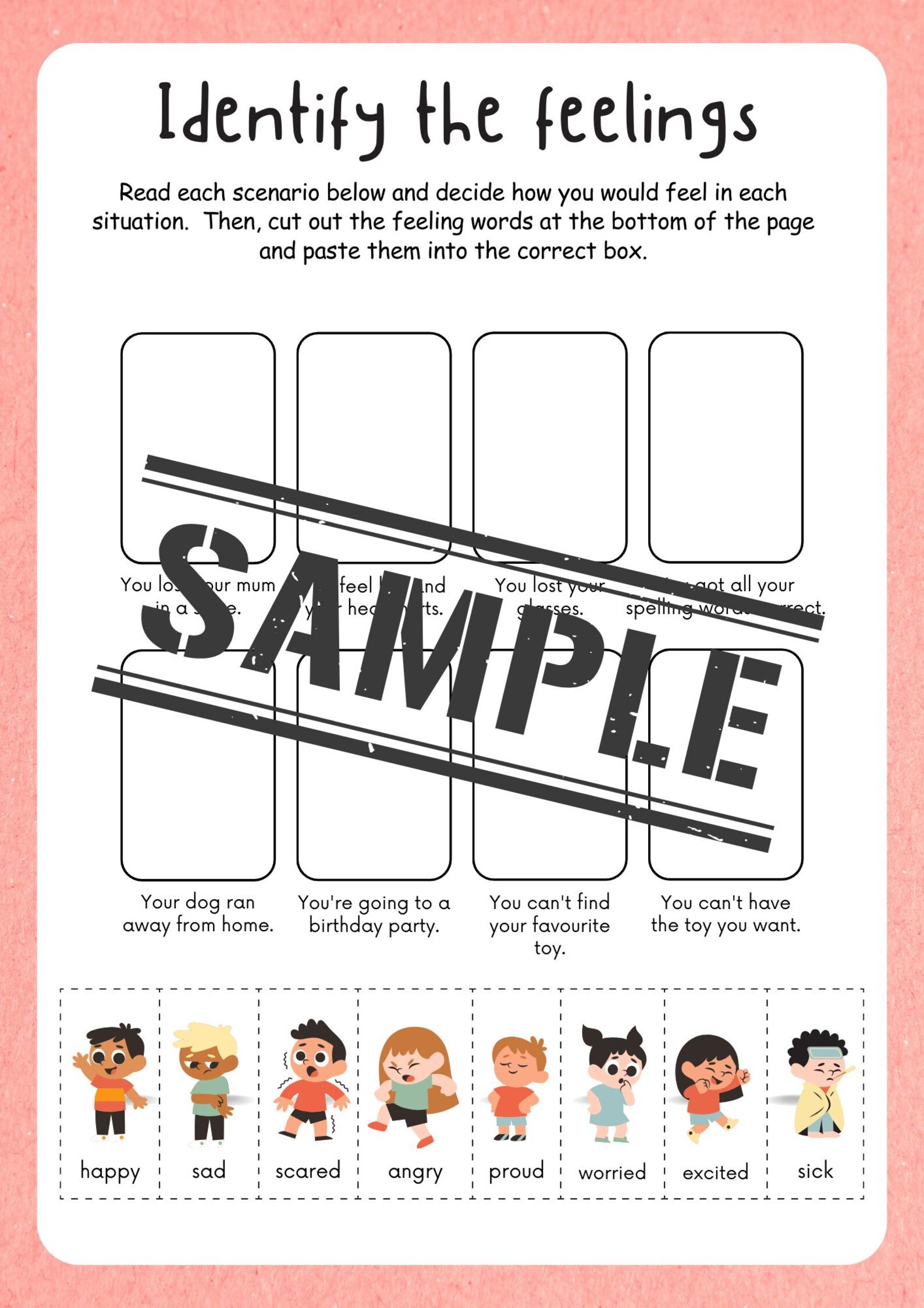 Emotions Activities for Kids, Printable Worksheets, Feelings Busy Book ...