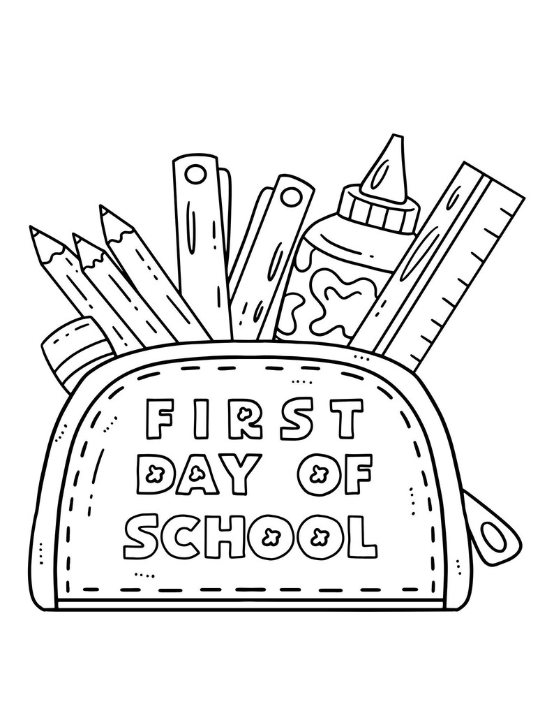 My First Day of School Coloring Page Printable Back to School Activity ...