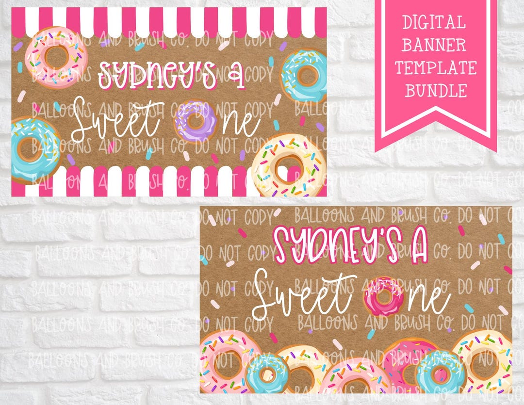 Sweet One Donut Theme Birthday Template | DIGITAL DOWNLOAD - Etsy