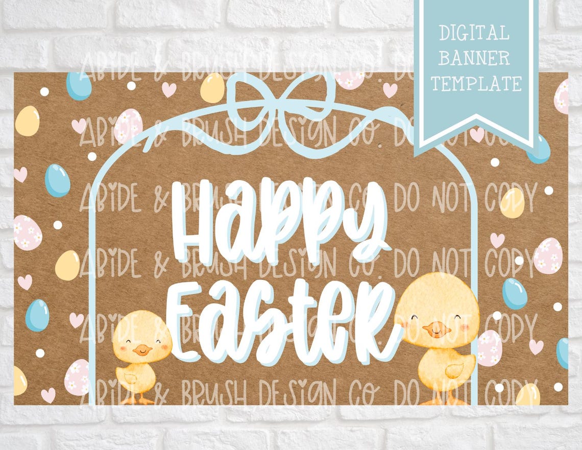 Easter Chicks Banner Mockup Template | DIGITAL DOWNLOAD - Etsy