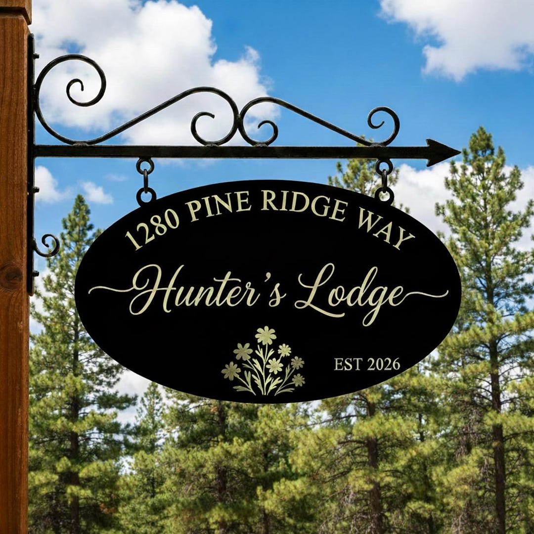 Custom Family Name Metal Sign, Mountain Cabin Address Sign, Mountain ...
