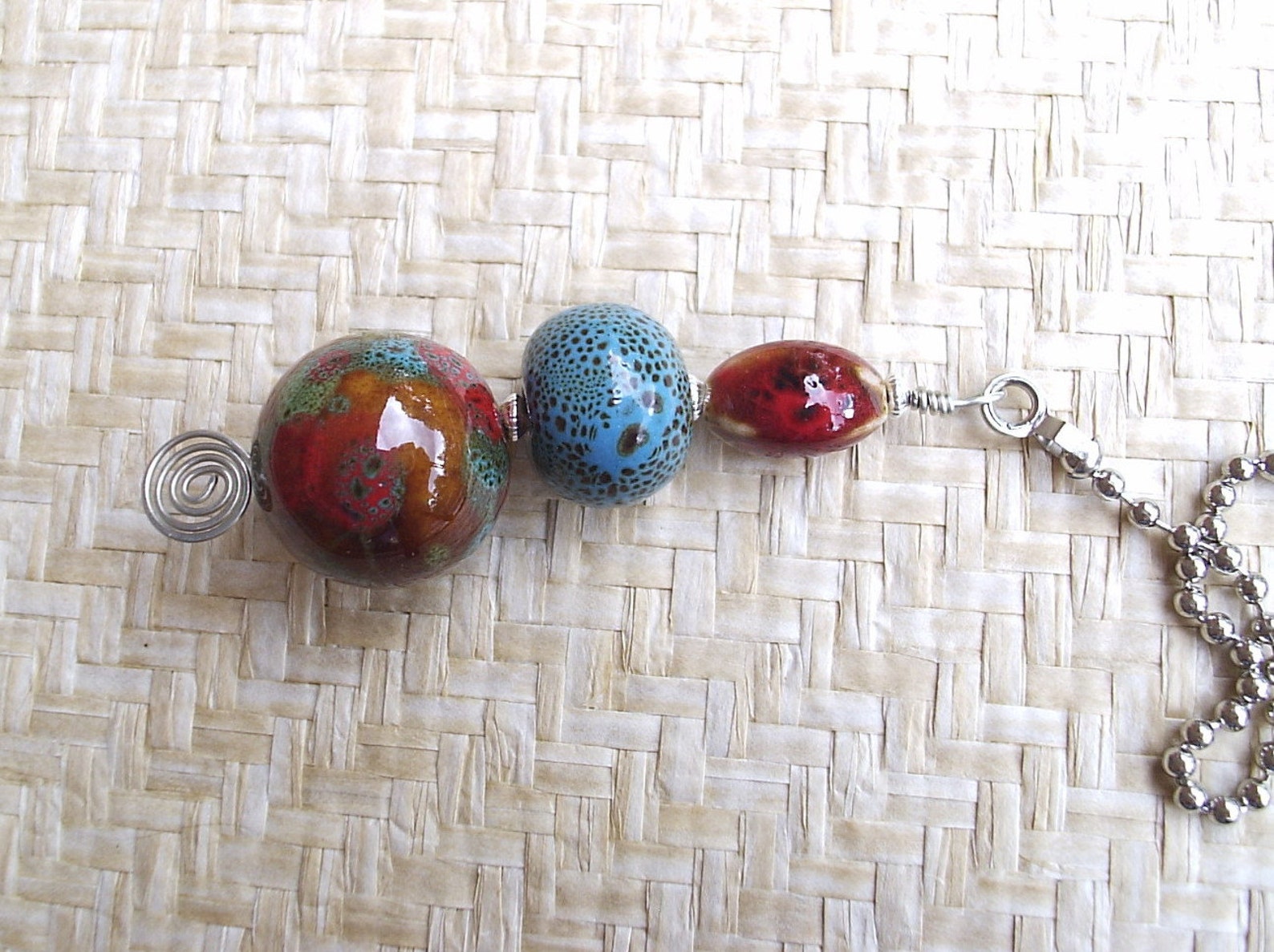 Beaded Ceramic Ceiling Fan Pull Brown Blue Red - Etsy