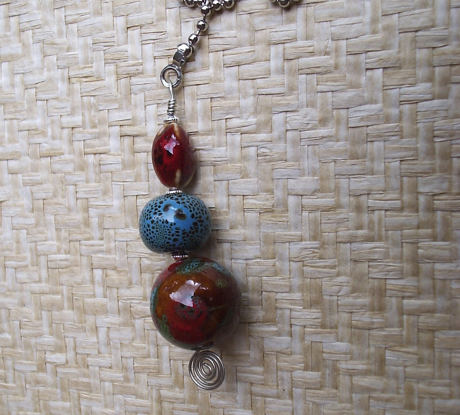 Beaded Ceramic Ceiling Fan Pull Brown Blue Red - Etsy