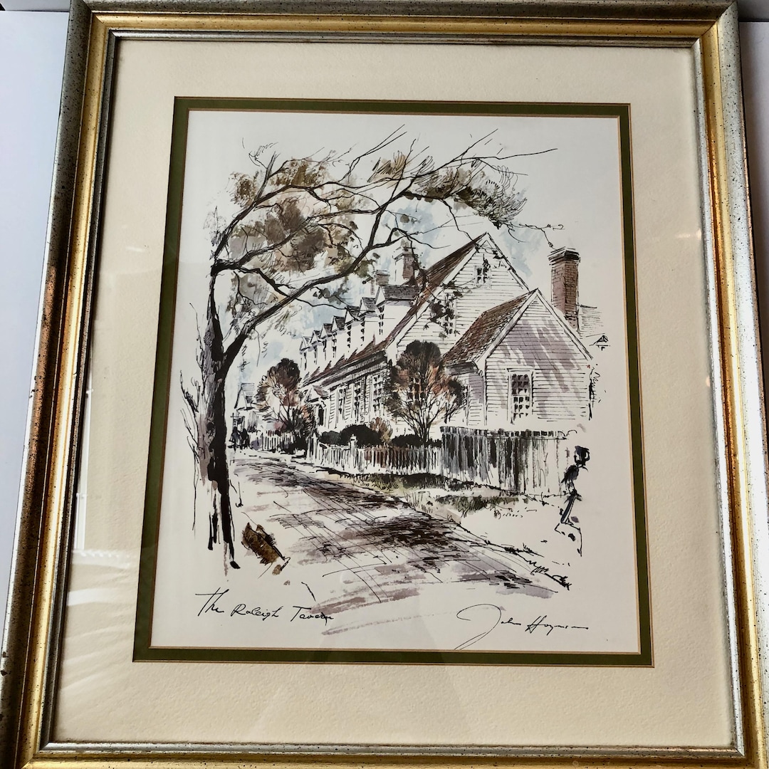 John Haymson Signed Watercolor Print "the Raleigh Tavern", Williamsburg ...