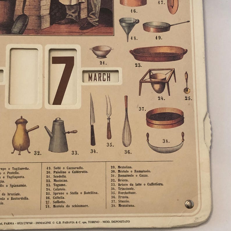 La Cucina French Perpetual Calendar Vintage Pantry Kitchen - Etsy