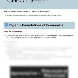 ECON 101 Cheat Sheet – Printable Study Guide | Macroeconomics ...