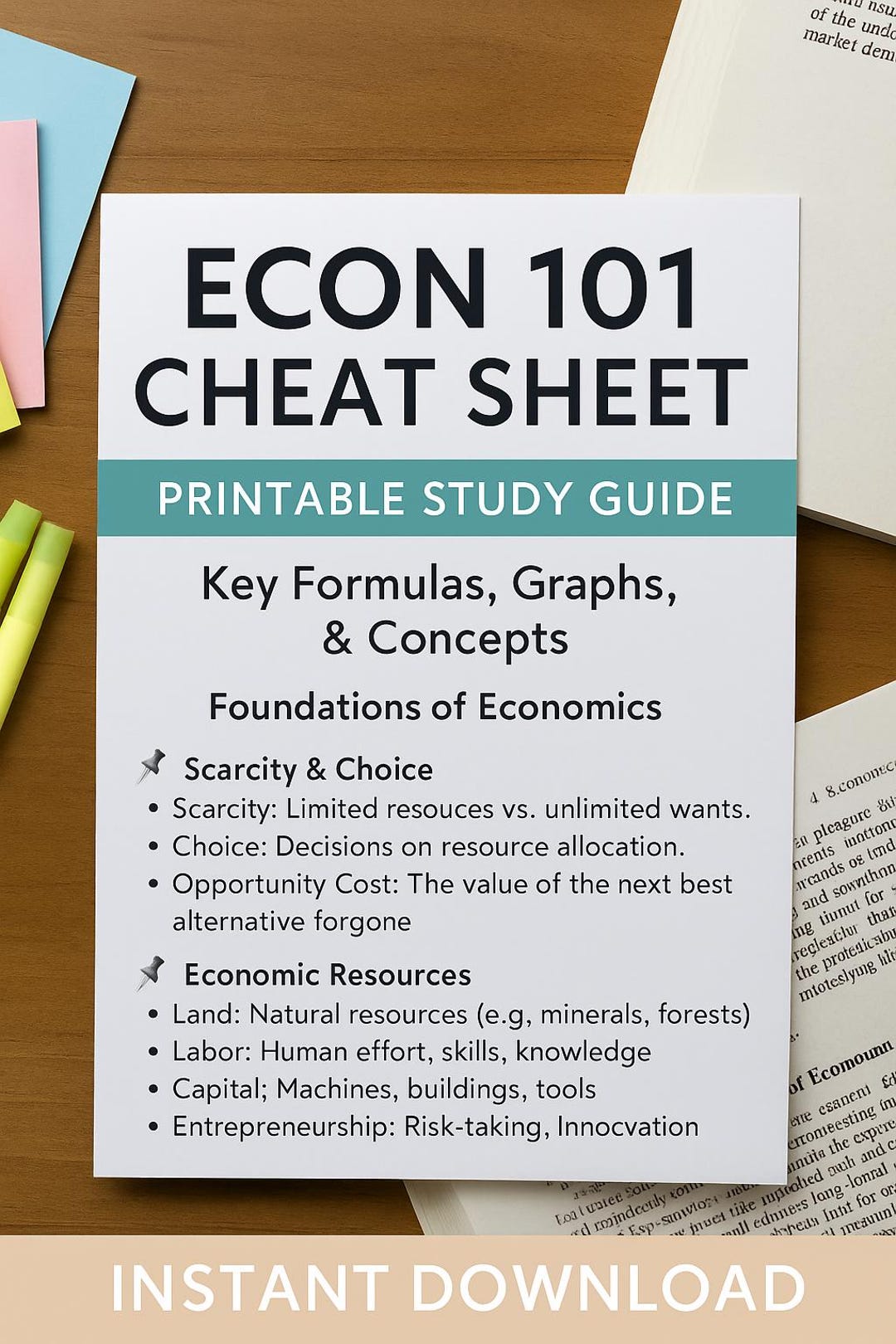 ECON 101 Cheat Sheet – Printable Study Guide | Macroeconomics ...