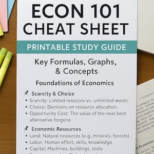ECON 101 Cheat Sheet – Printable Study Guide | Macroeconomics & Microeconomics Formulas, Graphs ...