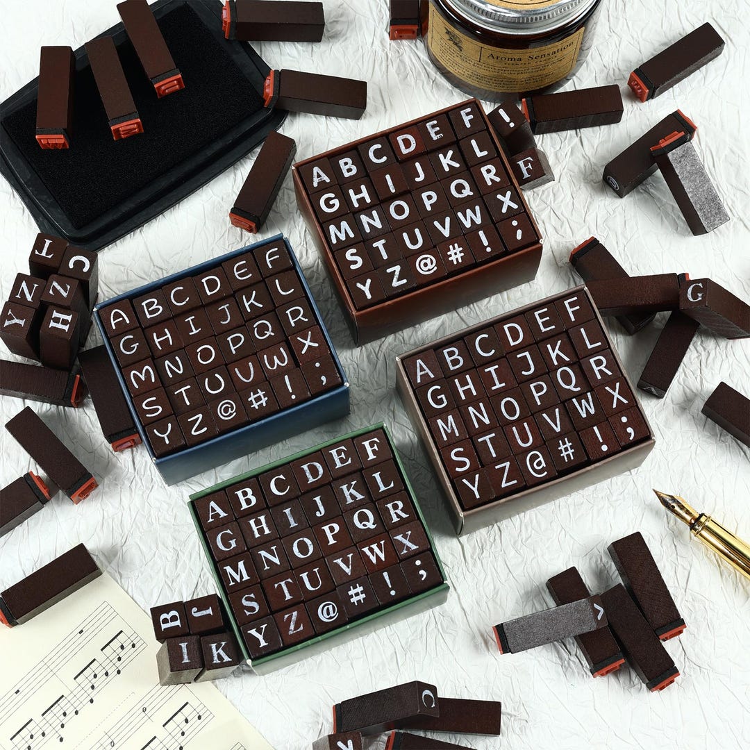 Vintage Alphabet Wooden Stamp Set: Journaling, Scrapbooking With Ink ...