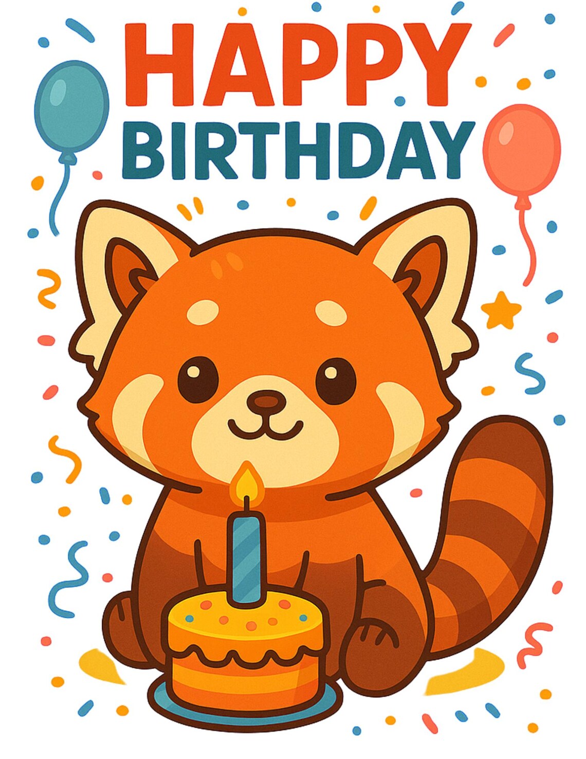 Birthday Card I Happy Birthday I Balloons I Red Panda - Etsy