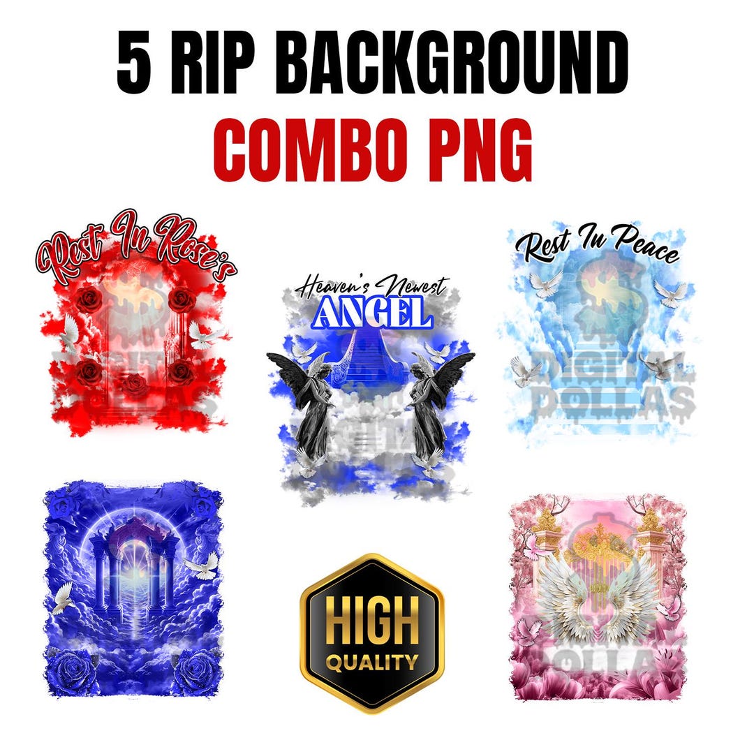 RIP Backgrounds PNG Bundle: Memorial & Obituary Designs (digital ...