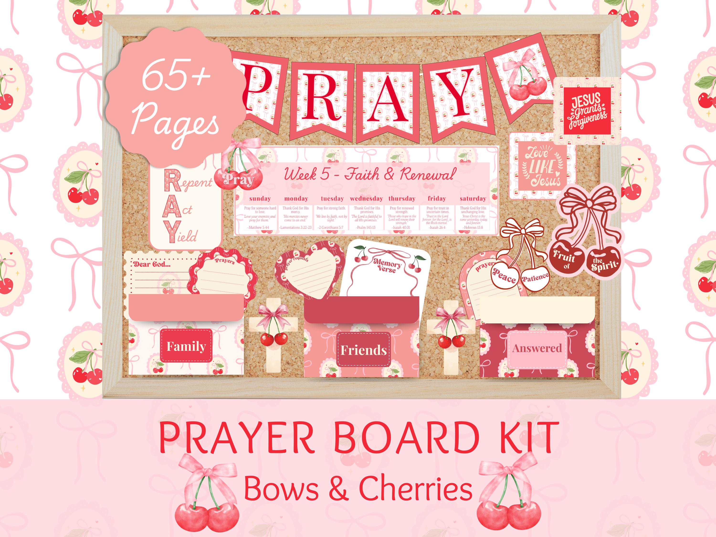 Prayer Board Kit Printable - Coquette Bows and Cherries | Prayer ...