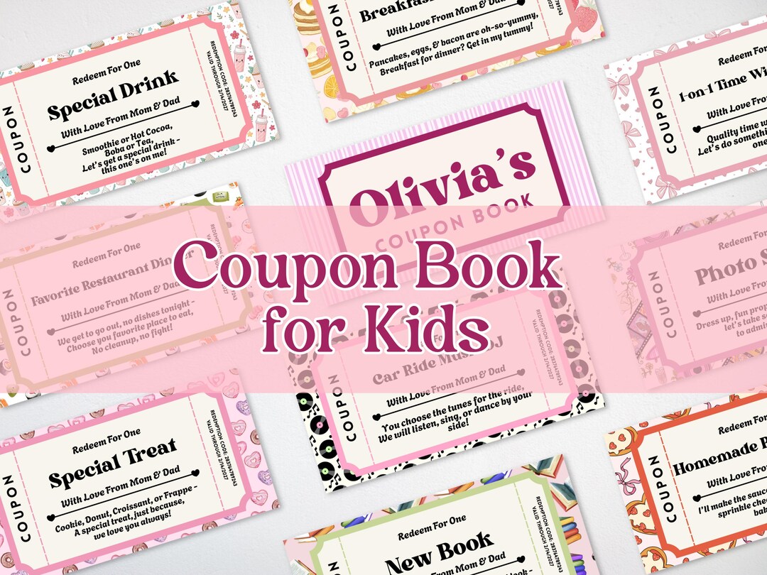 Coupon Book for Kids – Custom Coupon Template Gift | Tween Valentine ...