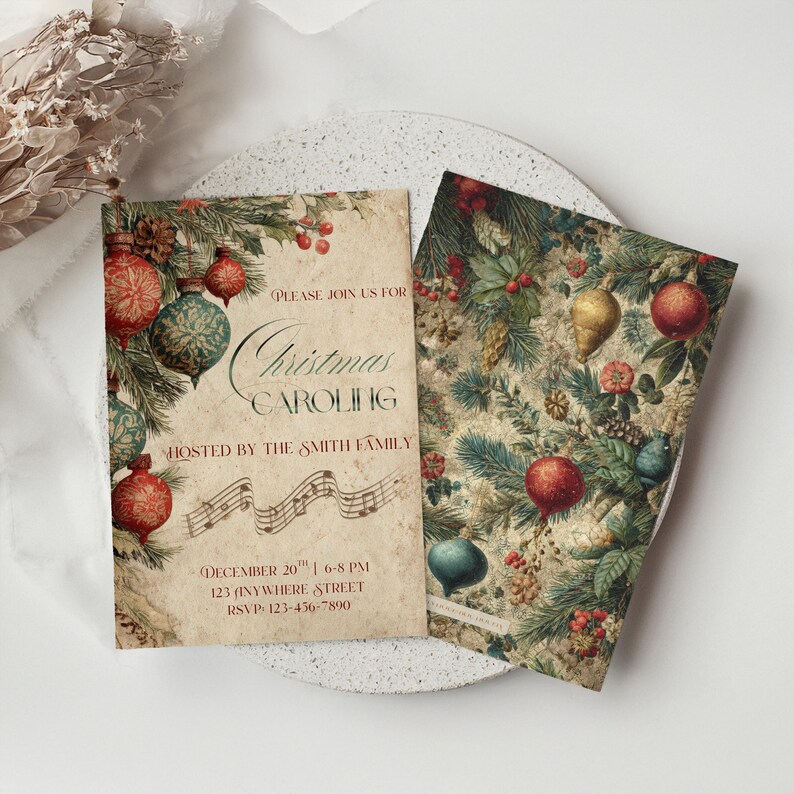 Christmas Carol Party Invite | Vintage Christmas Invitation | Holiday ...