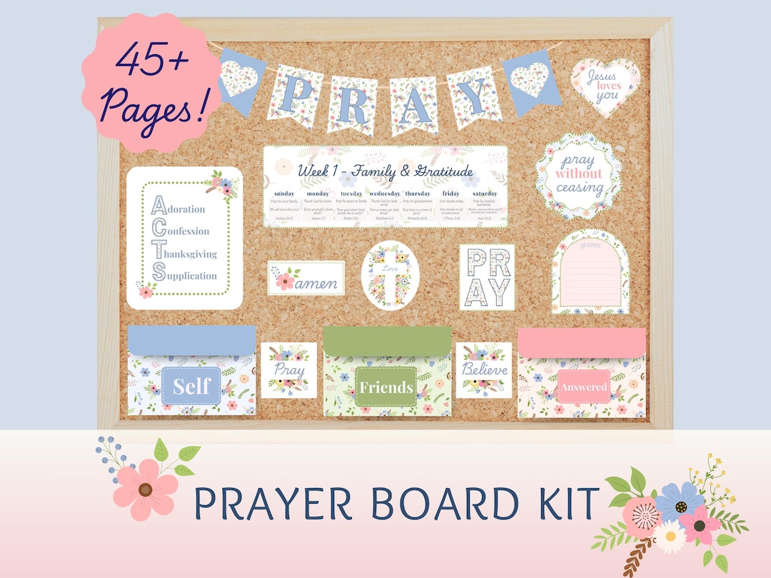 Prayer Board Kit Printable - Floral Pattern Whimsical Digital | Prayer ...