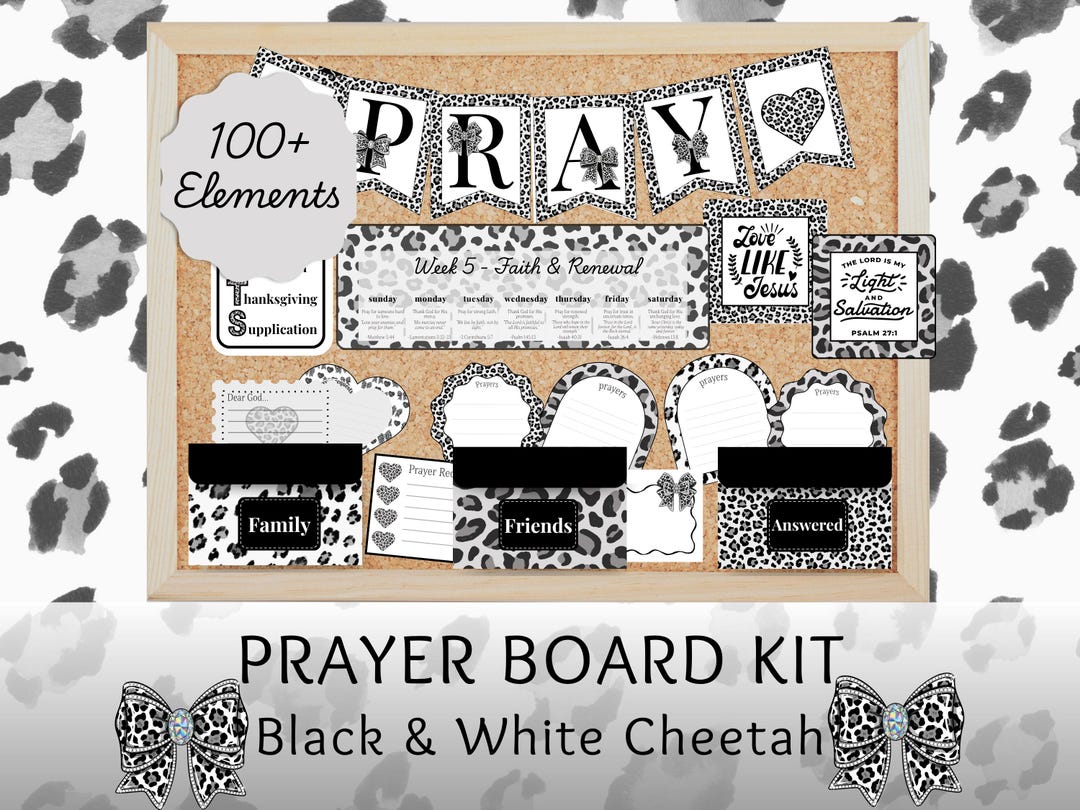 Prayer Board Kit Printable | Cheetah Print Prayer Boards | Christian ...