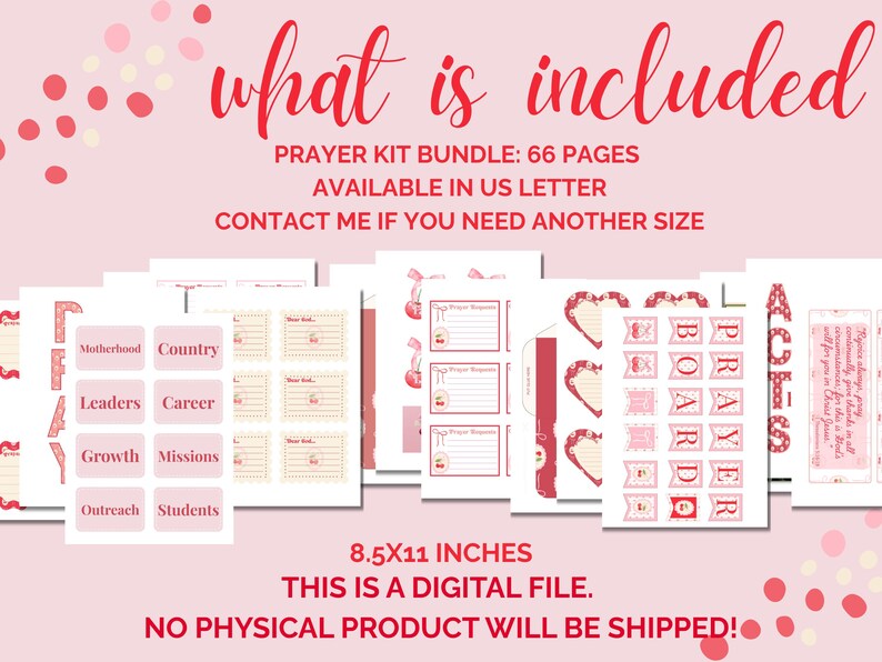 Prayer Board Kit Printable - Coquette Bows and Cherries | Prayer ...