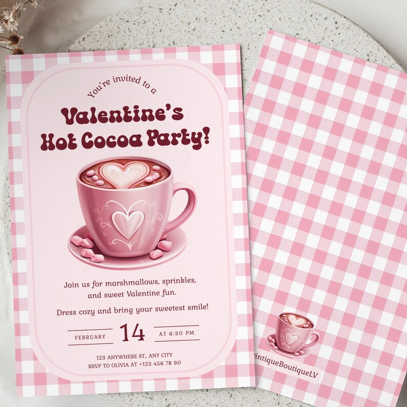 Valentine Hot Chocolate Party Invitation | Galentines Invite Template ...