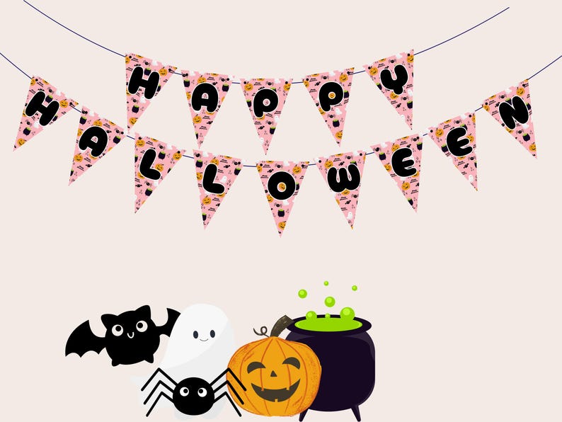 Happy Halloween Banner Printable Download Mix & Match Cute Pastel ...