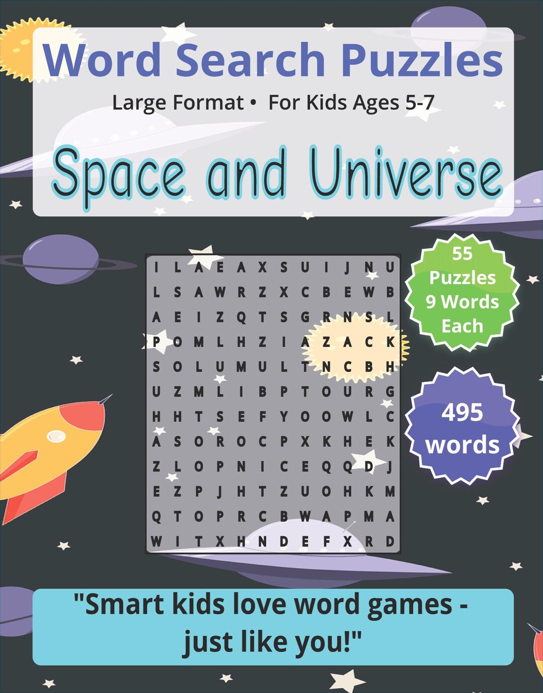 Space and Universe: Word Search Puzzle for Kids Ages 5-7 - Printable ...