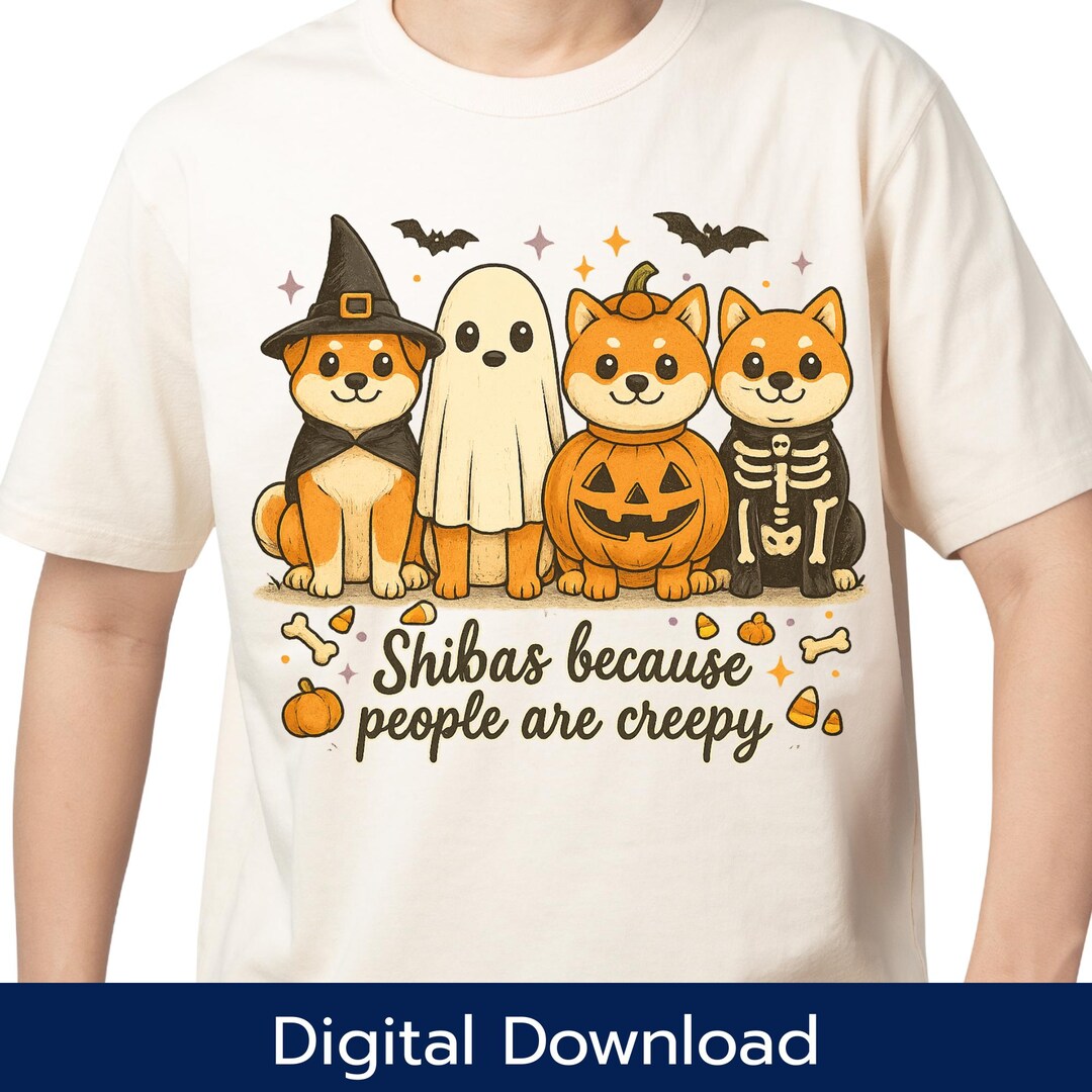 Shiba Inu Halloween T-shirt | Cute Shiba Dogs in Costumes PNG | Witch ...