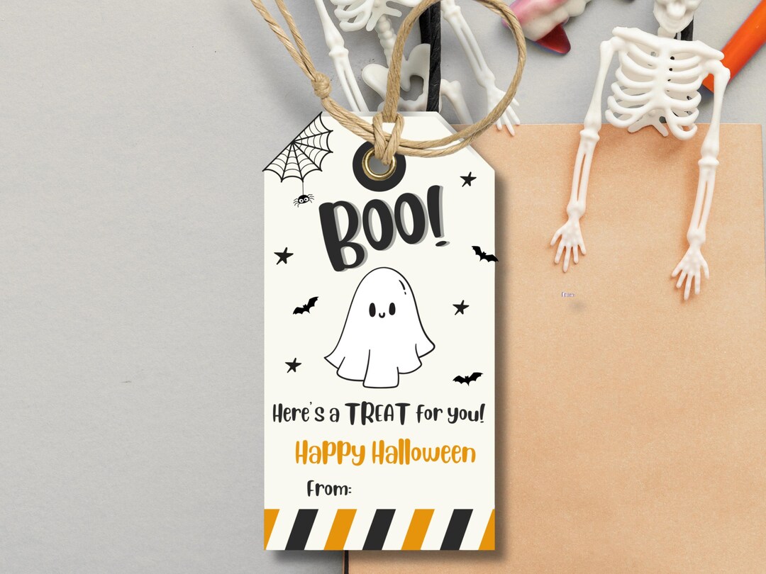 Happy Halloween Gift Tag, Trick or Treat Favor Bag Tag, Fall Ghost Gift ...