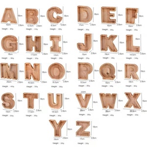 Personalized Wooden Letter Piggy Bank, Custom Initial Money Box for ...