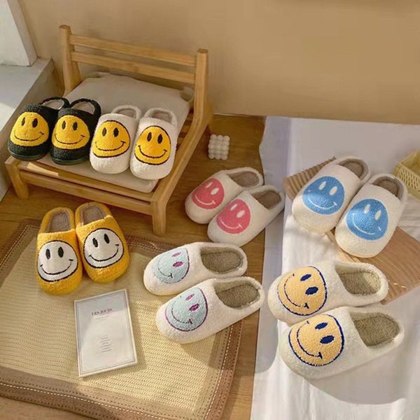 Smiley Face Slippers Kids - Etsy
