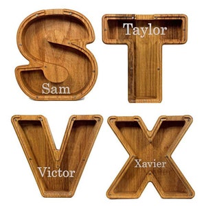 Personalized Large Wooden Kids Letter Piggy Bank Custom Name - Etsy